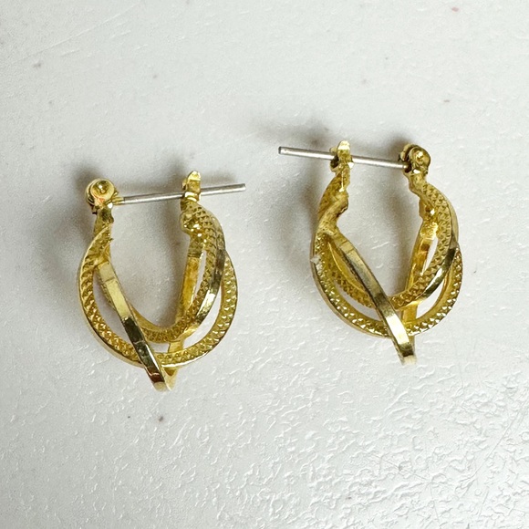 Vintage | Jewelry | Vintage Gold Tone Caged Hoop Earrings Hinged ...